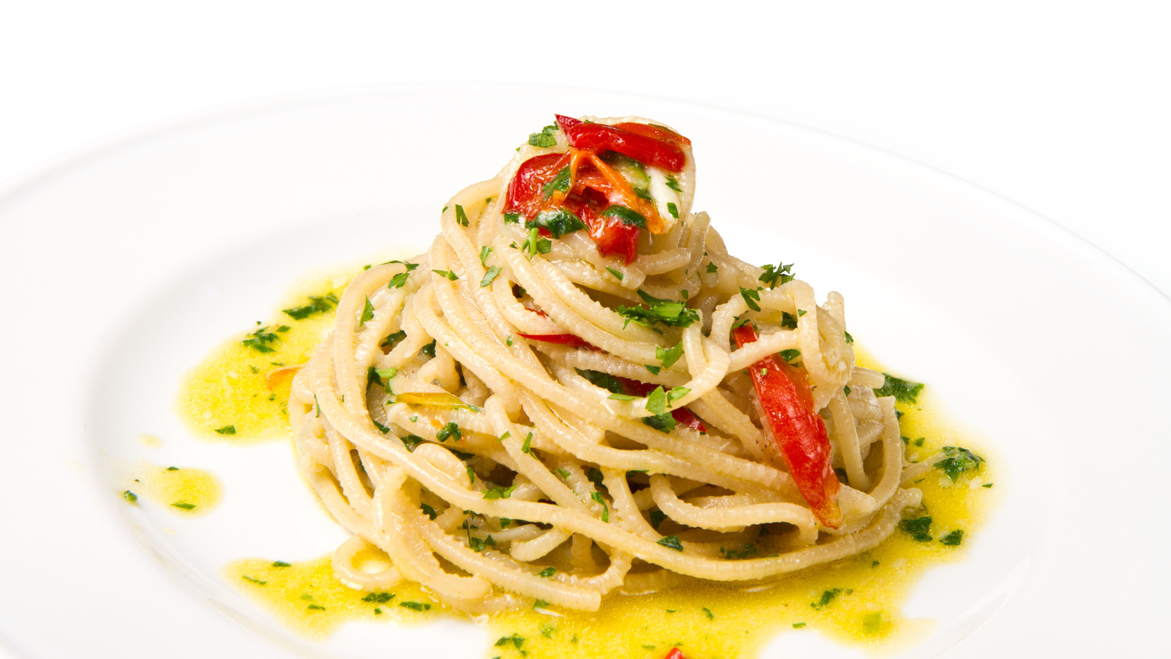 spaghettoni, aglio, olio e peperoncino - Gonfia la Rete